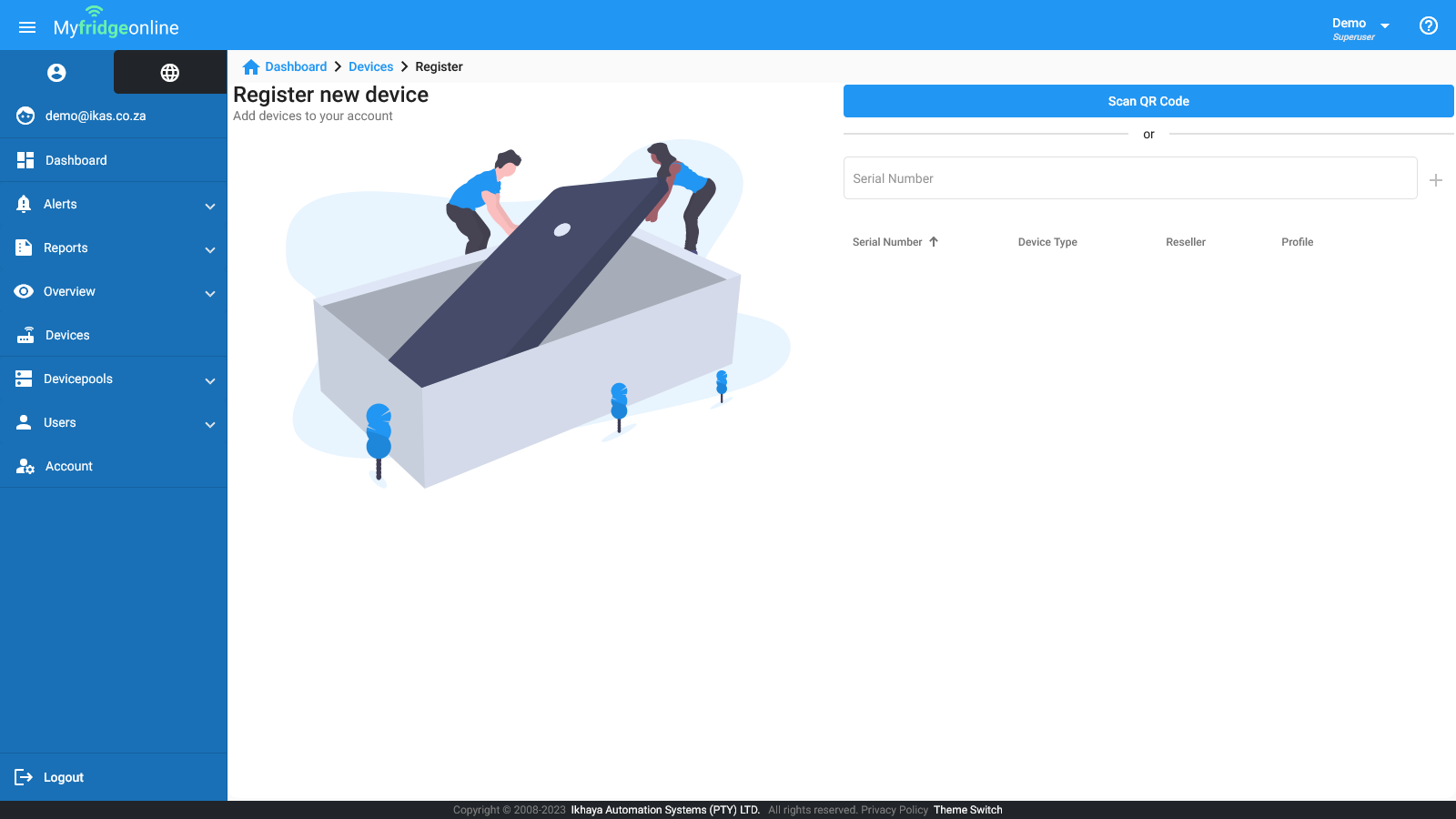 Registering A Device [MyFridgeOnline]